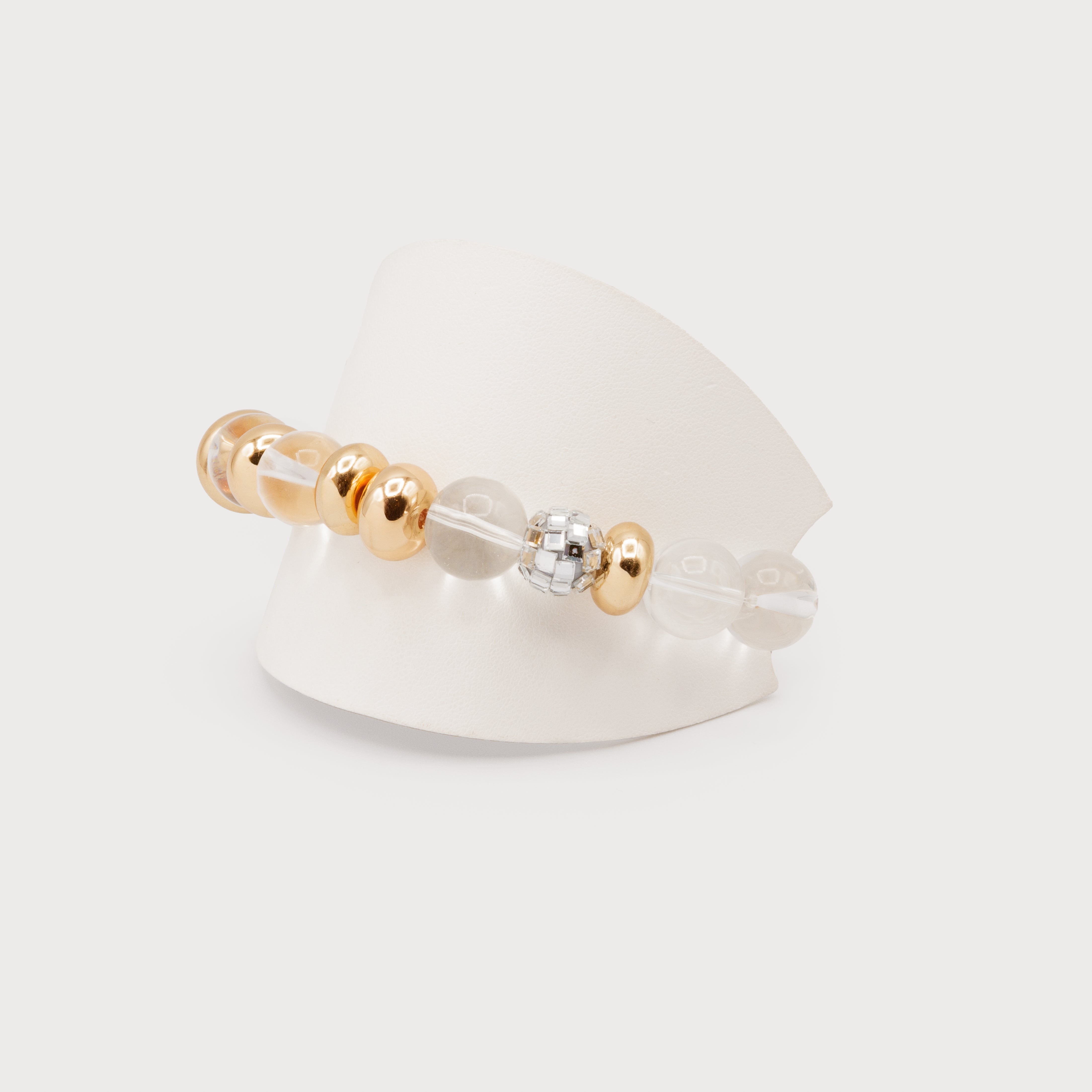 elastic bracelet with glass beads and metal 3301-GLD – CARACOL